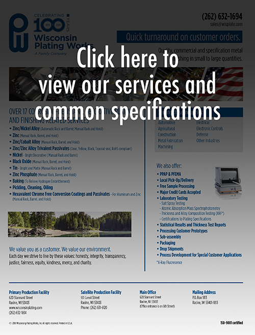 Specifications - Wisconsin Plating Works